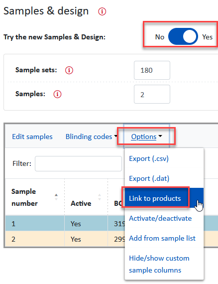 Samples & Design: Link Samples to Products